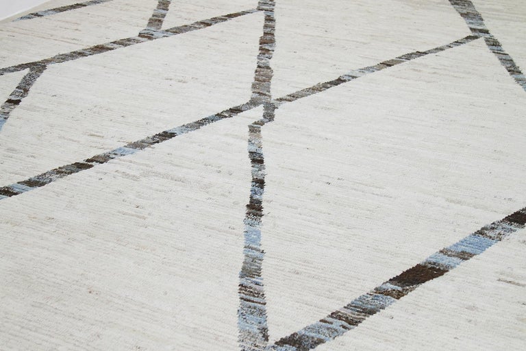 Nazmiyal Collection Ivory Modern Moroccan Style Rug 10 ft 2 in x 13 ft ...