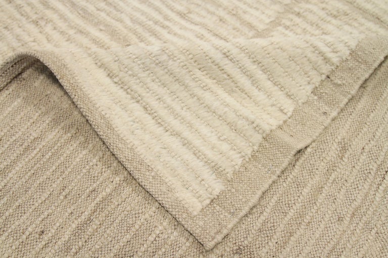 Nazmiyal Collection Ivory Textured Modern Distressed Rug 9 ft 2 in x 11 ...