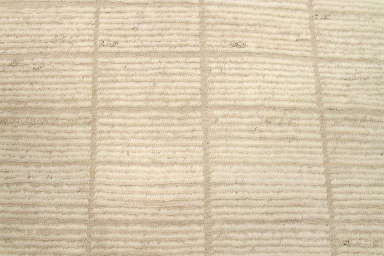 Nazmiyal Collection Ivory Textured Modern Distressed Rug 9 ft 2 in x 11 ...