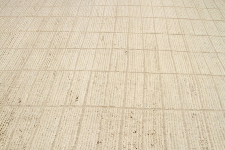 Nazmiyal Collection Ivory Textured Modern Distressed Rug 9 ft 2 in x 11 ...