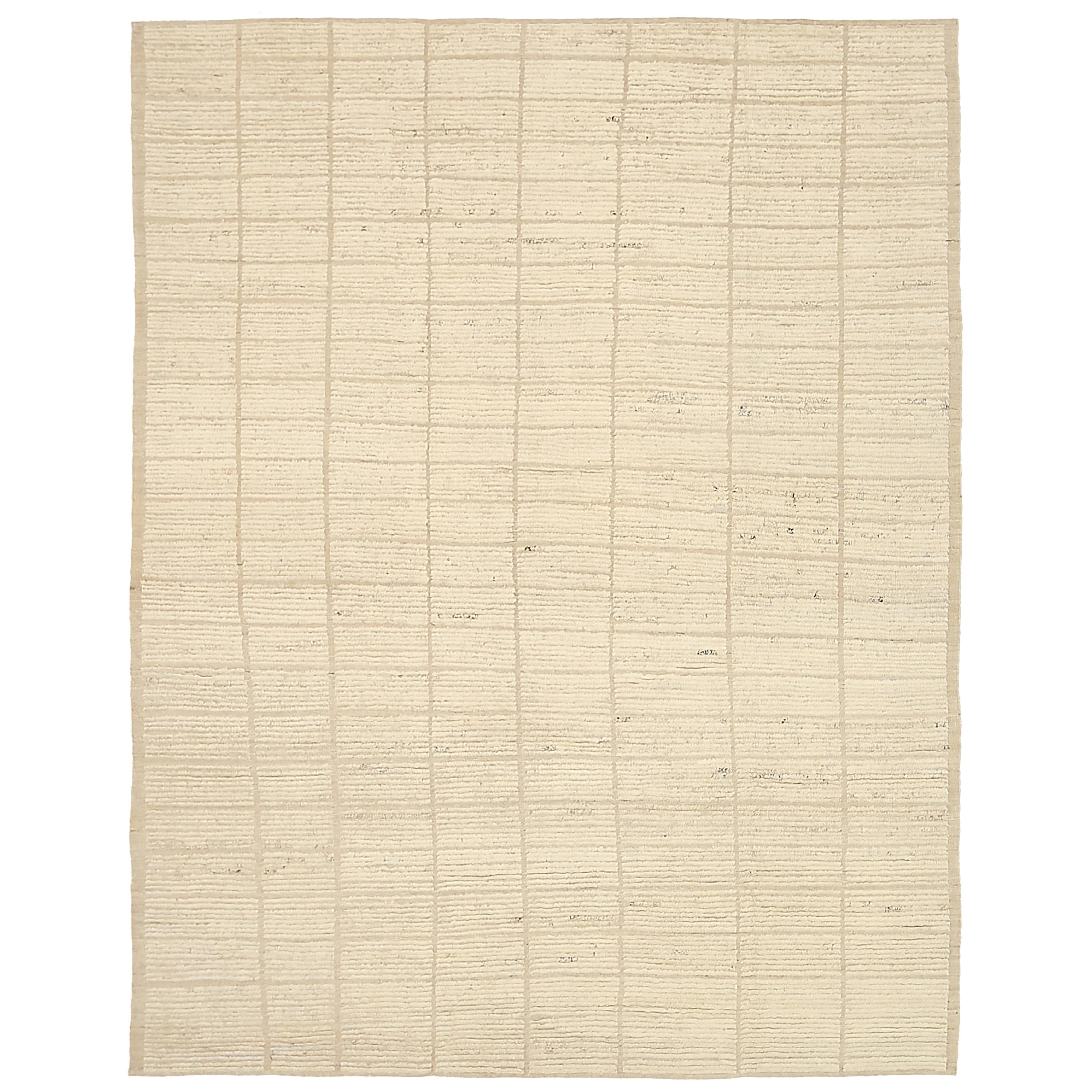 Nazmiyal Collection Ivory Textured Modern Distressed Rug 9 ft 2 in x 11 ...