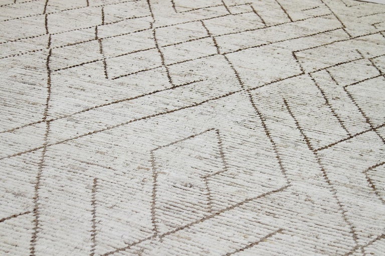 Nazmiyal Collection Ivory Tribal Modern Moroccan Style Rug. 9ft 5 in x ...