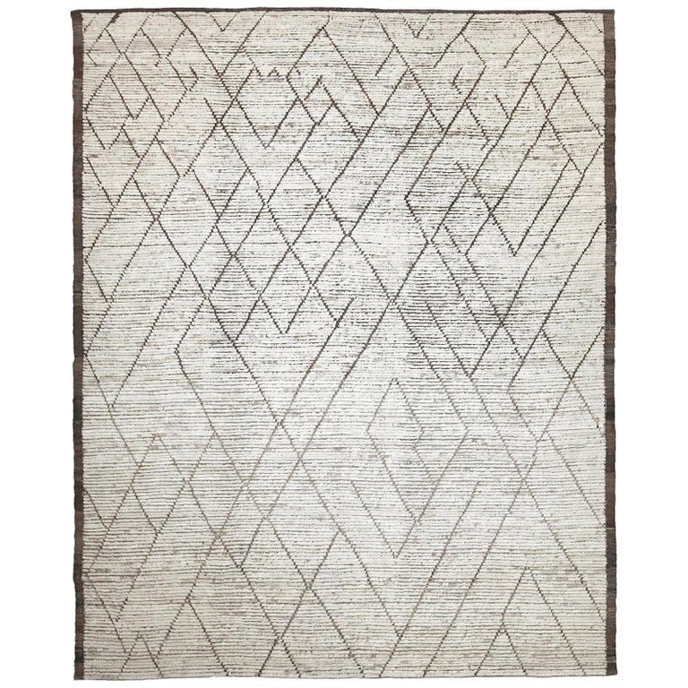Nazmiyal Collection Ivory Tribal Modern Moroccan Style Rug. 9ft 5 in x ...
