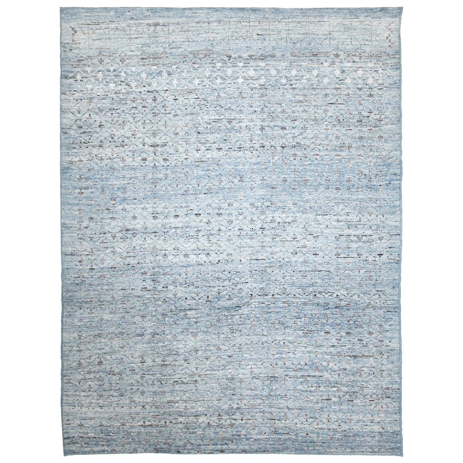 5x8 Ft Contemporary Handmade Moroccan Rug in Blue. 100% Wool. Custom ...