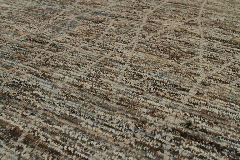 Nazmiyal Collection Navy Blue Textured Modern Distressed Rug. 6 ft 7 in ...