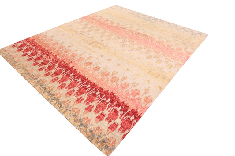 Nazmiyal Collection Salmon Color Modern Boutique Area Rug. 8 ft x 10 ft ...