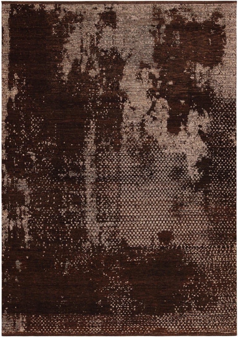 Nazmiyal Collection Textured Brown Modern Transitional Rug. 7 ft 7 in x ...