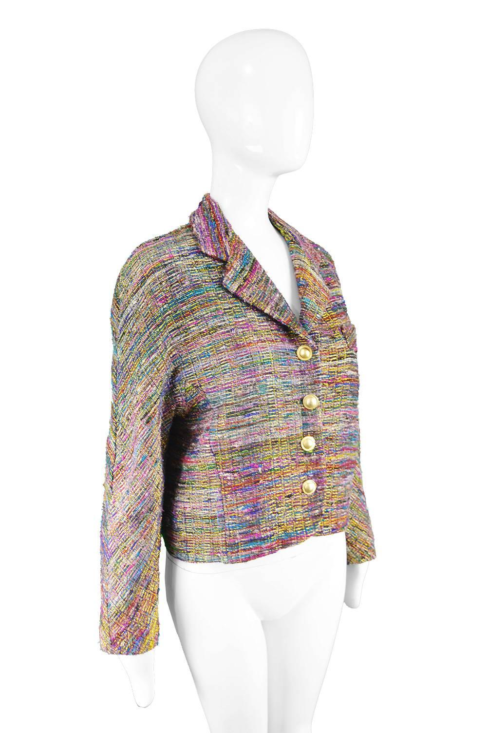 Nazy Cook Paris Vintage 1980's Silk and Lurex Woven Tweed Boucle Blazer ...