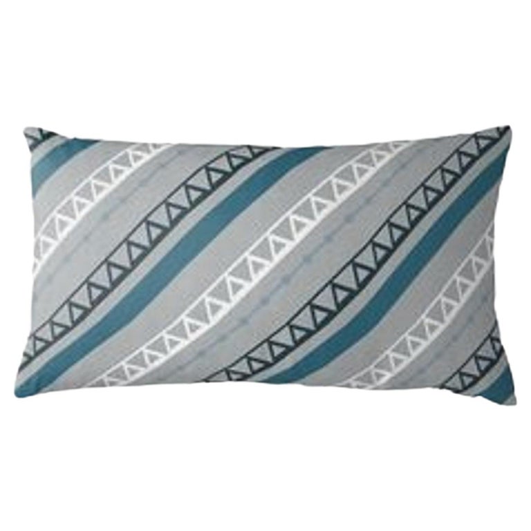 Ndop Blue and Gray Lumbar Pillow For Sale at 1stDibs