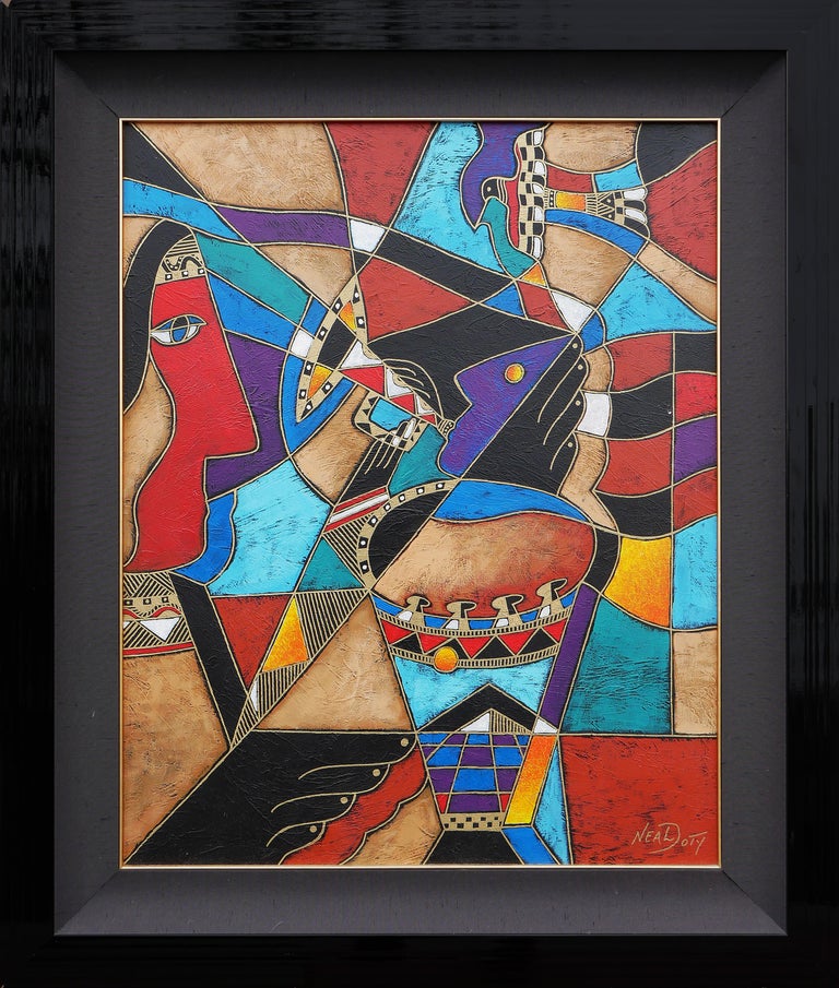 Neal Doty - Multi-colored Cubist Geometric Abstract Figurative Mixed ...