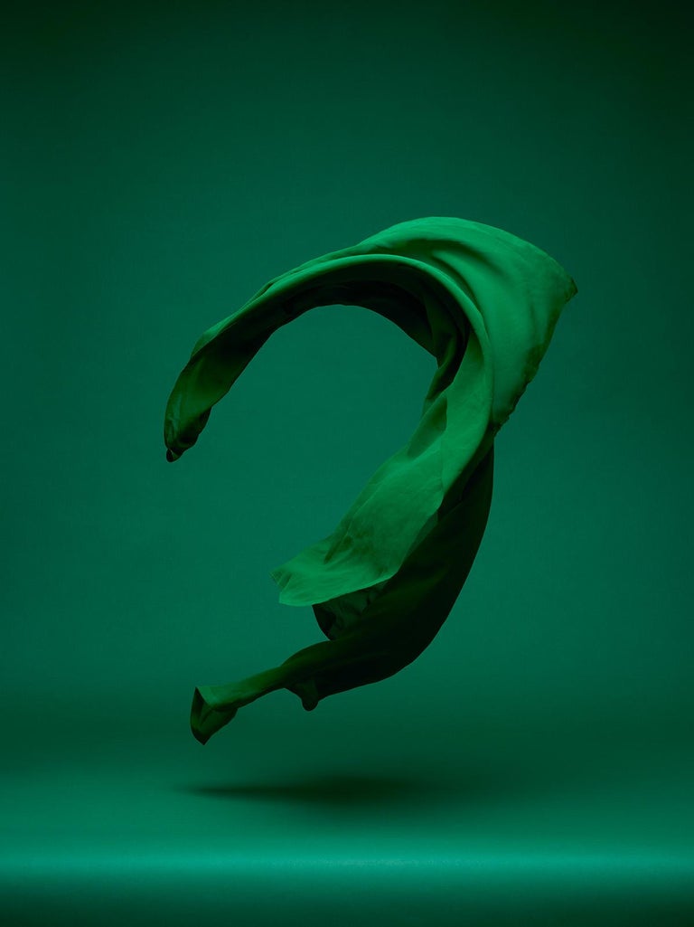 Neal Grundy - Dancing Fabric, Green on Green For Sale at 1stDibs