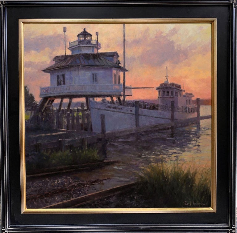 Neal Hughes - Miles River Dawn, original 30x30 realist marine landscape ...