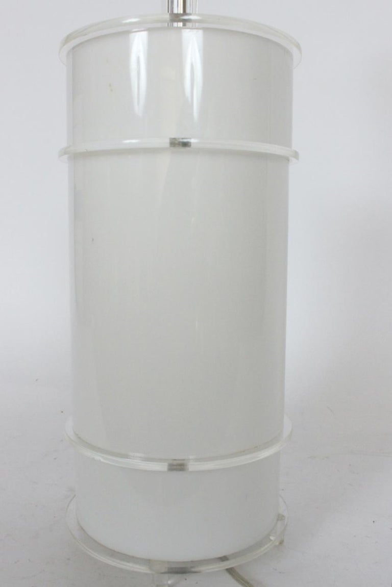 Neal Small Style White Lucite Table Lamp with Clear Lucite Detail ...