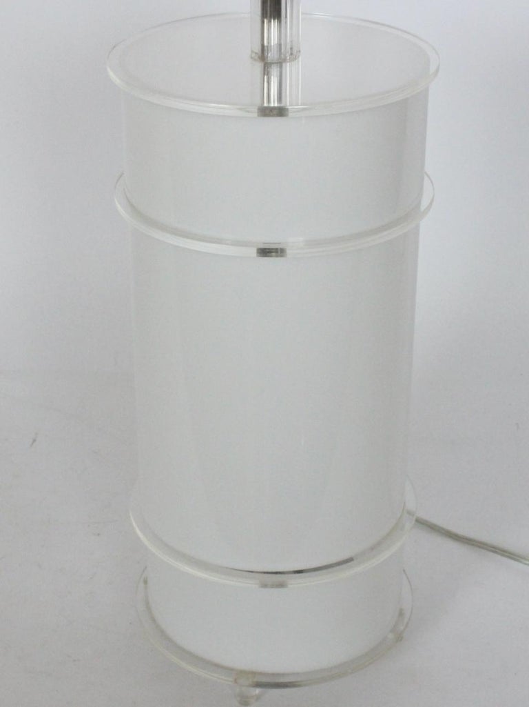 Neal Small Style White Lucite Table Lamp with Clear Lucite Detail ...