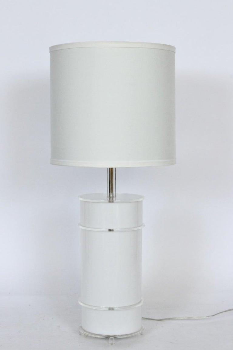 Neal Small Style White Lucite Table Lamp with Clear Lucite Detail ...