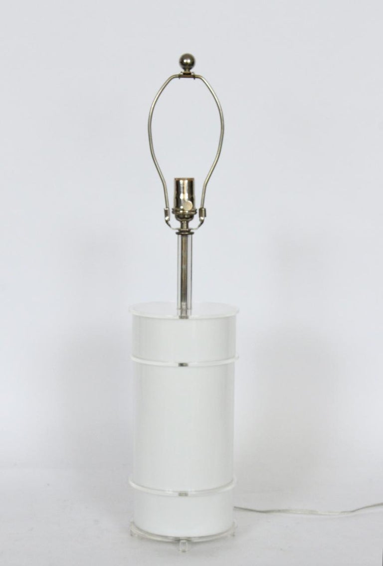 Neal Small Style White Lucite Table Lamp with Clear Lucite Detail ...