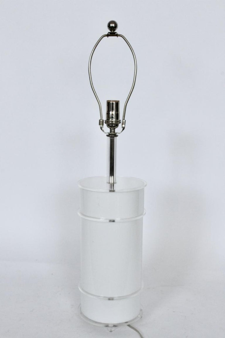 Neal Small Style White Lucite Table Lamp with Clear Lucite Detail ...