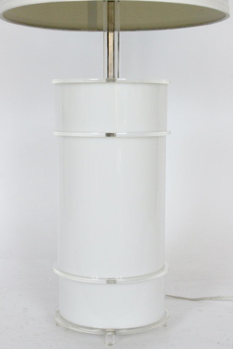 Neal Small Style White Lucite Table Lamp with Clear Lucite Detail ...