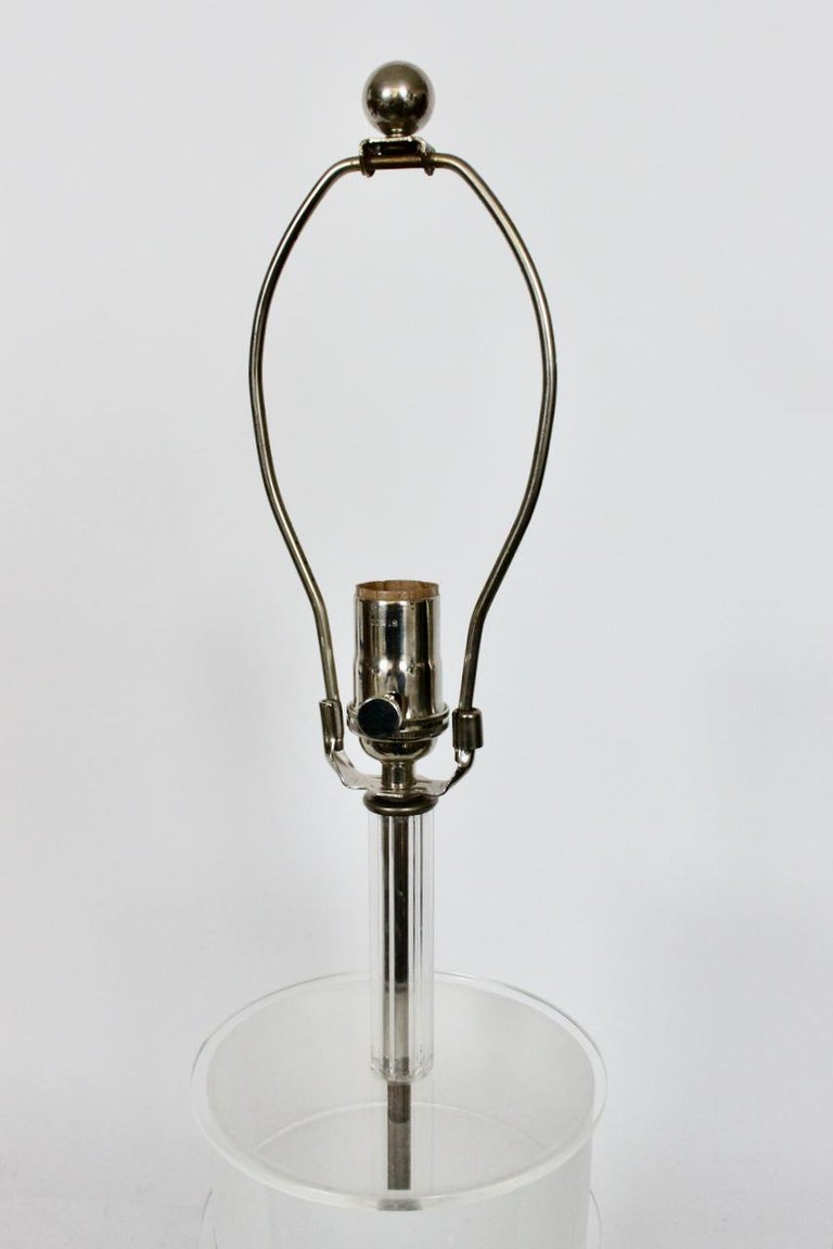Neal Small Style White Lucite Table Lamp with Clear Lucite Detail ...