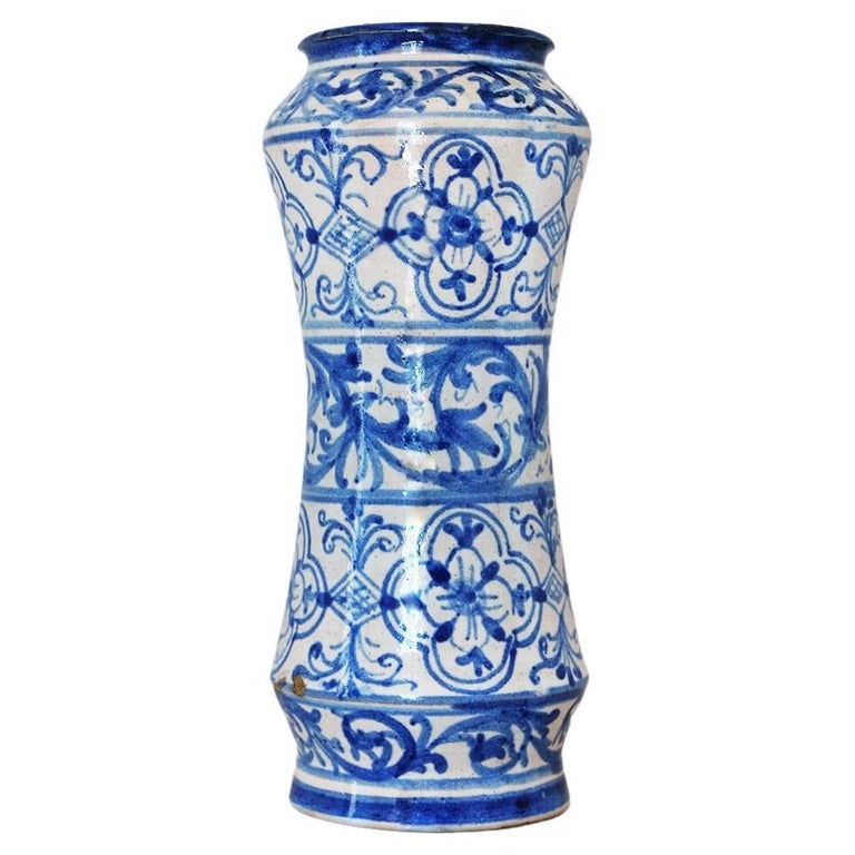 Albarello, céramique napolitaine bleue et blanche peinte à la main ...