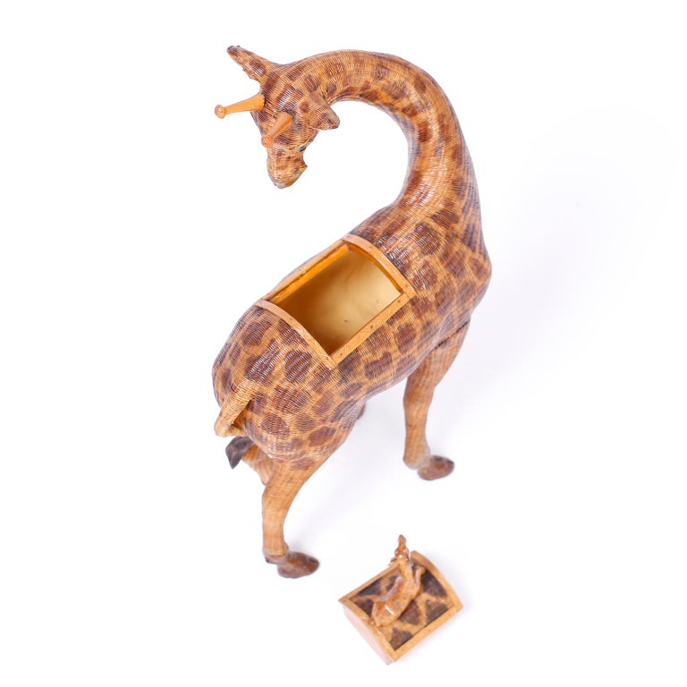 Near Pair of Giraffe Woven Wicker Boxes at 1stDibs