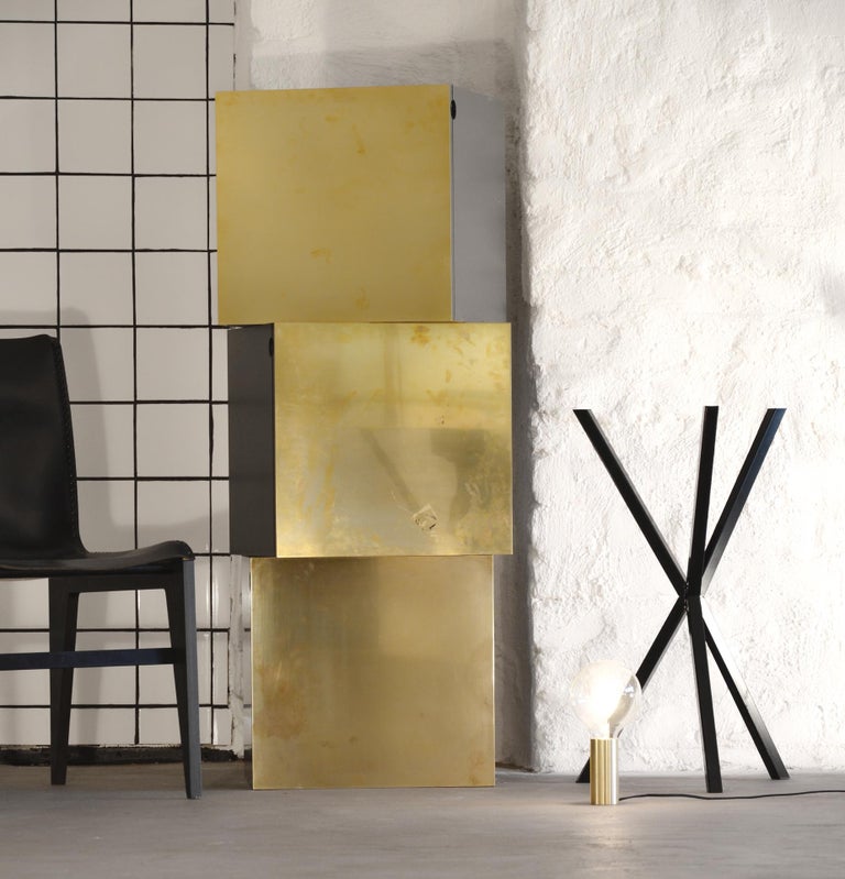 Neb Contemporary Bar Unit with Flip Door Front in Brass by Per ...