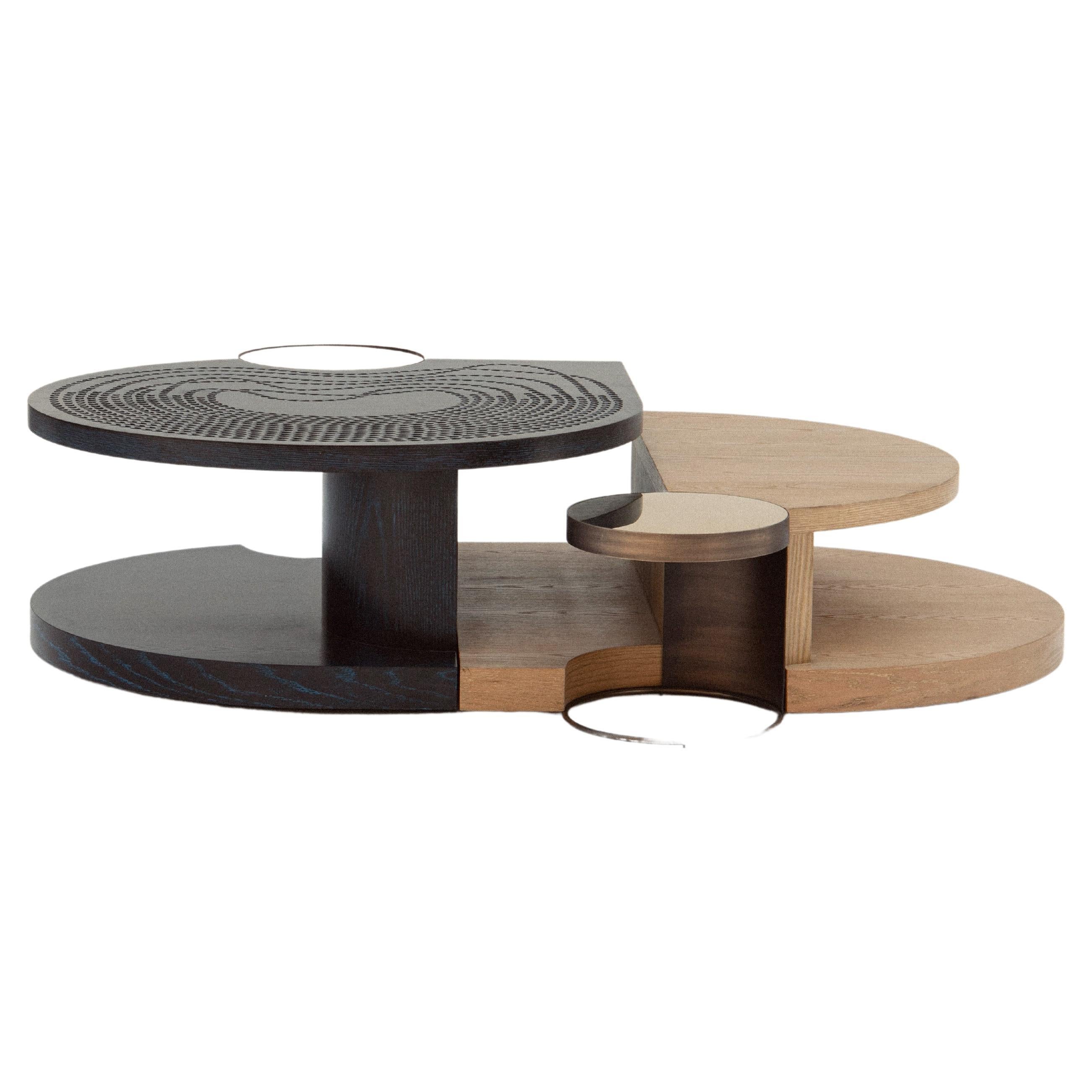 Modern Style Kent Cocktail Table with Wheels and Brass and Steel Coffee ...