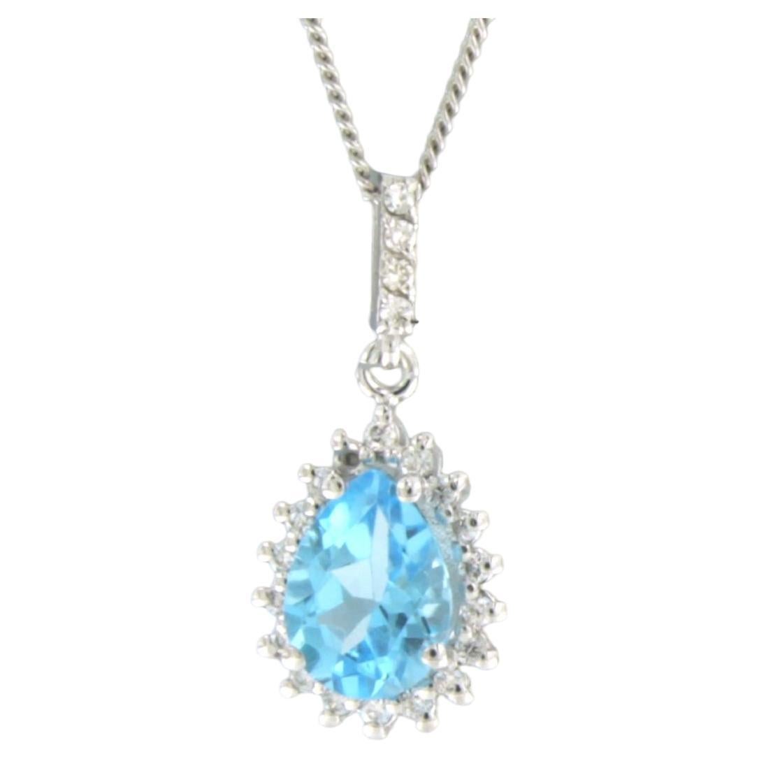 Neckalce and pendant set with topaz and diamonds 14k white gold For ...