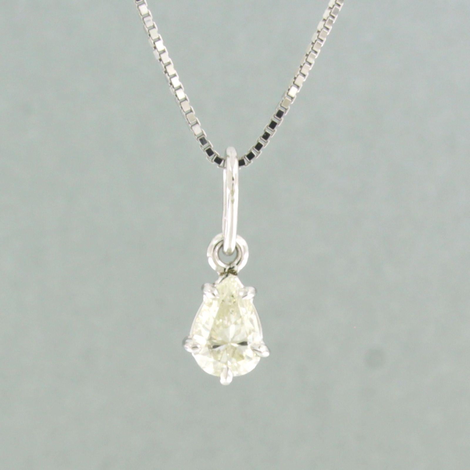 Neckalce and pendant with pear shape diamonds up to 0.70ct 18k white ...