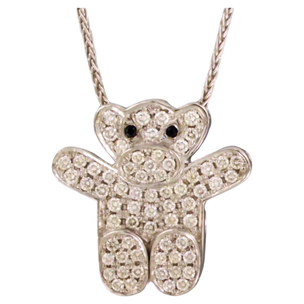 Necklace and pendant in a shape of a teddy bear set with diamonds 18k ...