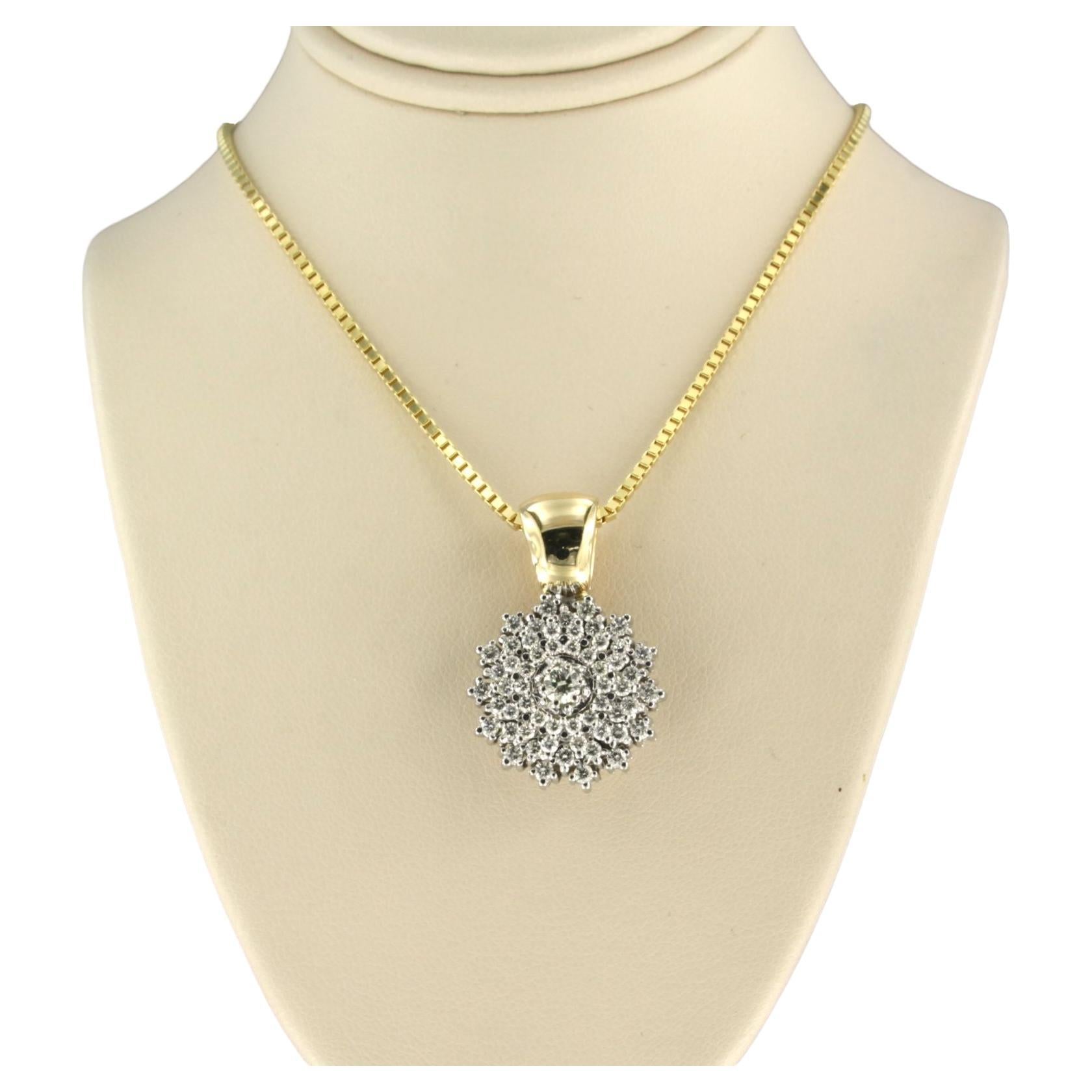 Pearl Necklace with gold lock set with diamonds 14k bicolour gold For ...