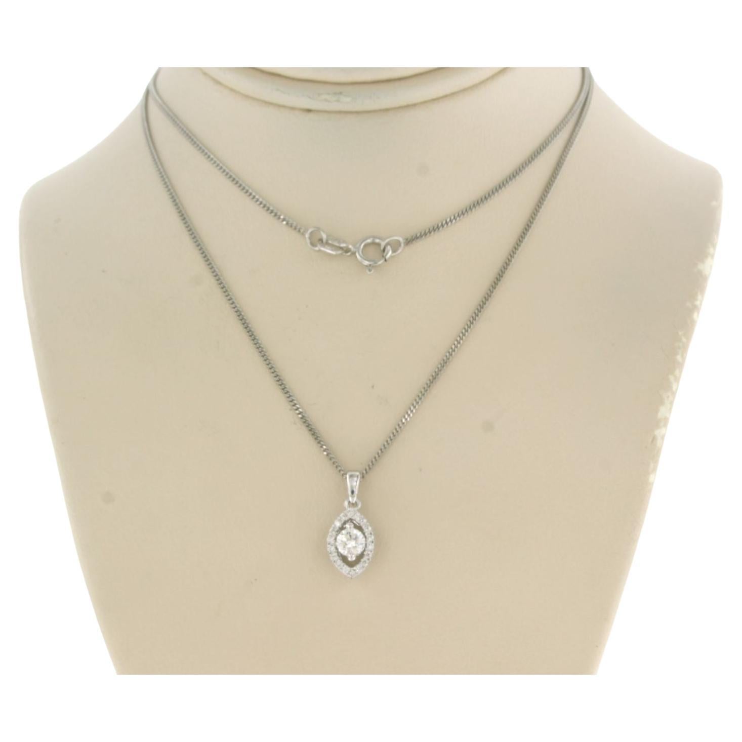 Necklace and pendant set with diamonds 14k white gold For Sale at 1stDibs