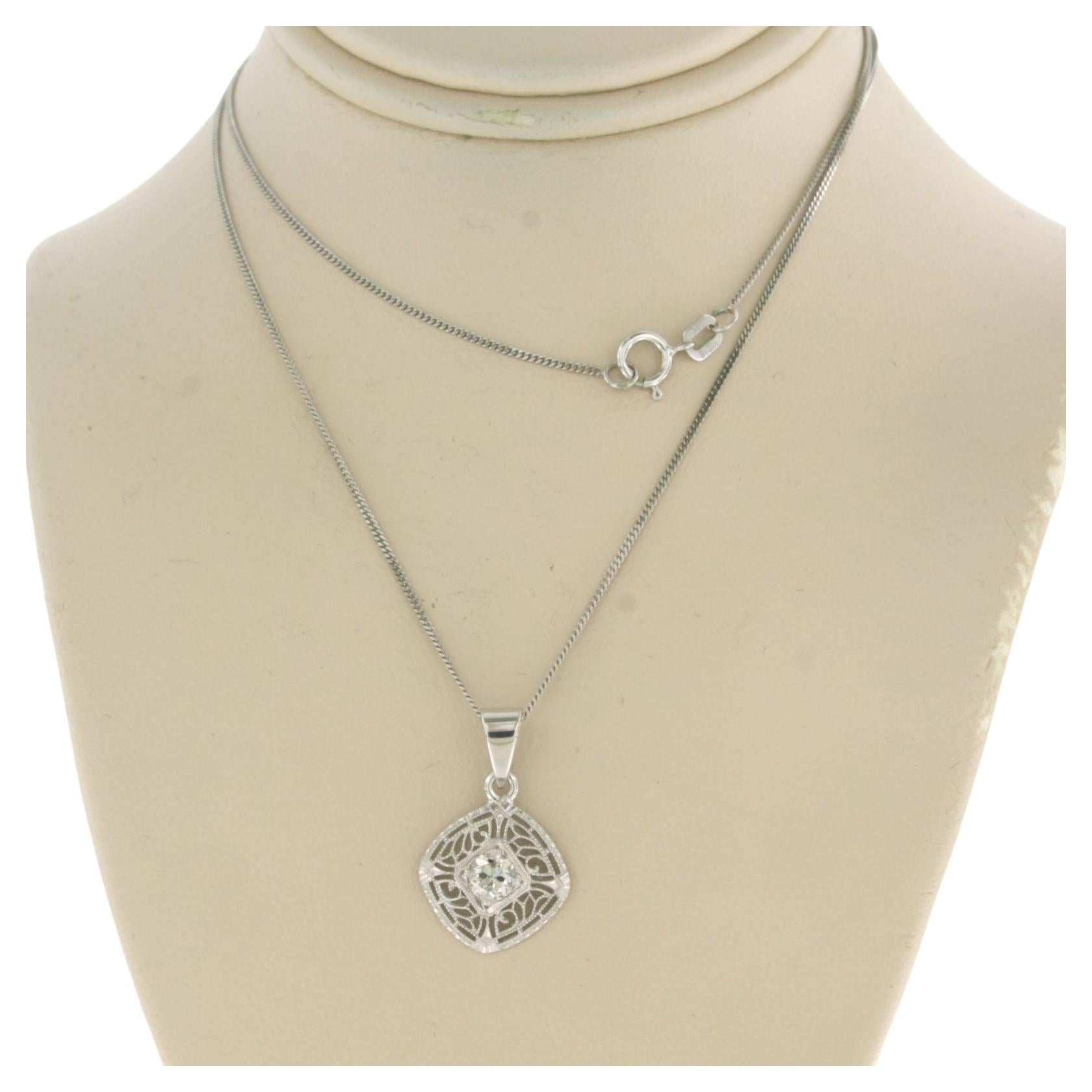 Necklace and pendant set with diamonds 14k white gold For Sale at 1stDibs