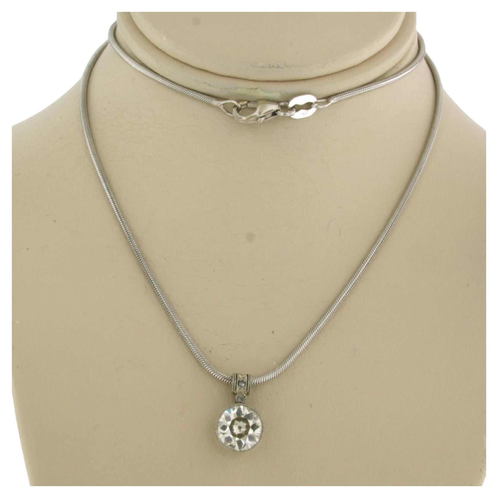 Necklace and pendant set with diamonds 14k white gold For Sale at 1stDibs