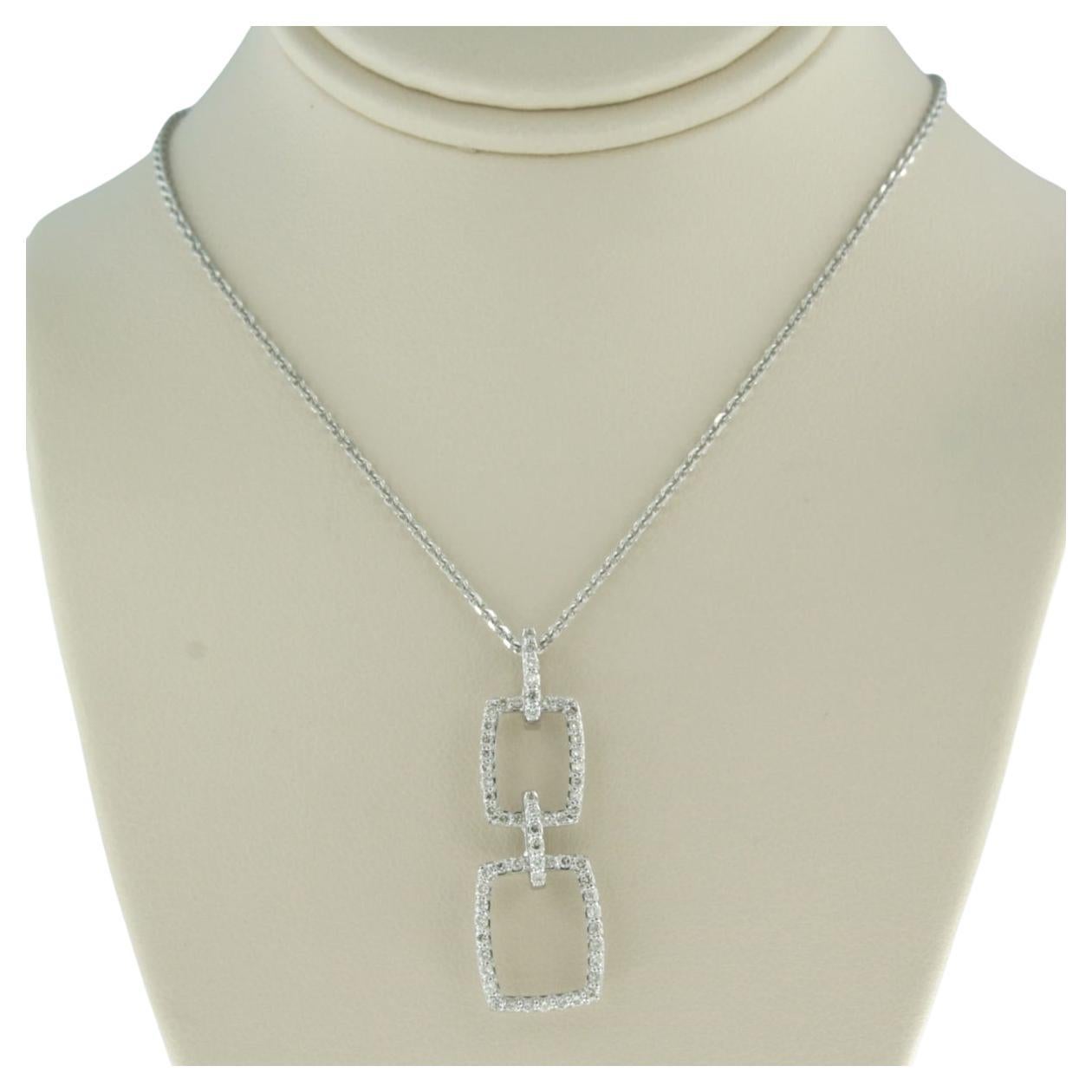 ART DECO Necklace and pendant with rose cut diamonds up to 0.20 ct 18k ...