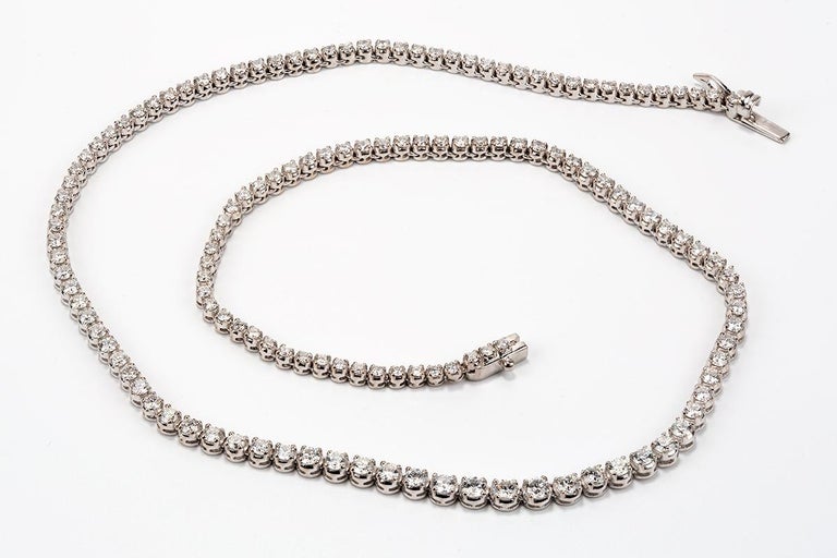 Brilliant Cut Graduated Diamond Collet Necklace of 9 Carats, English ...