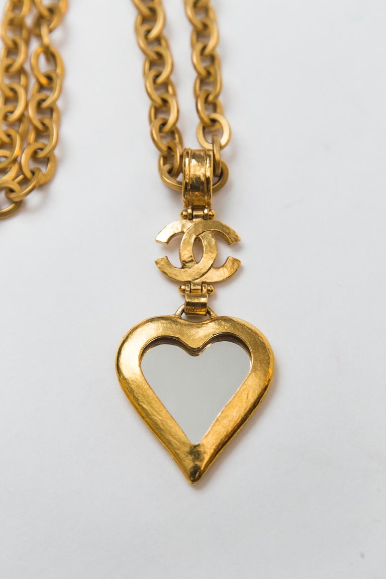 Necklace Chanel CC Large Heart Shape Mirror at 1stDibs