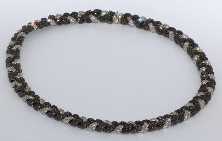 Necklace, Collier, 18 Karat White Gold, Set with White and Black ...