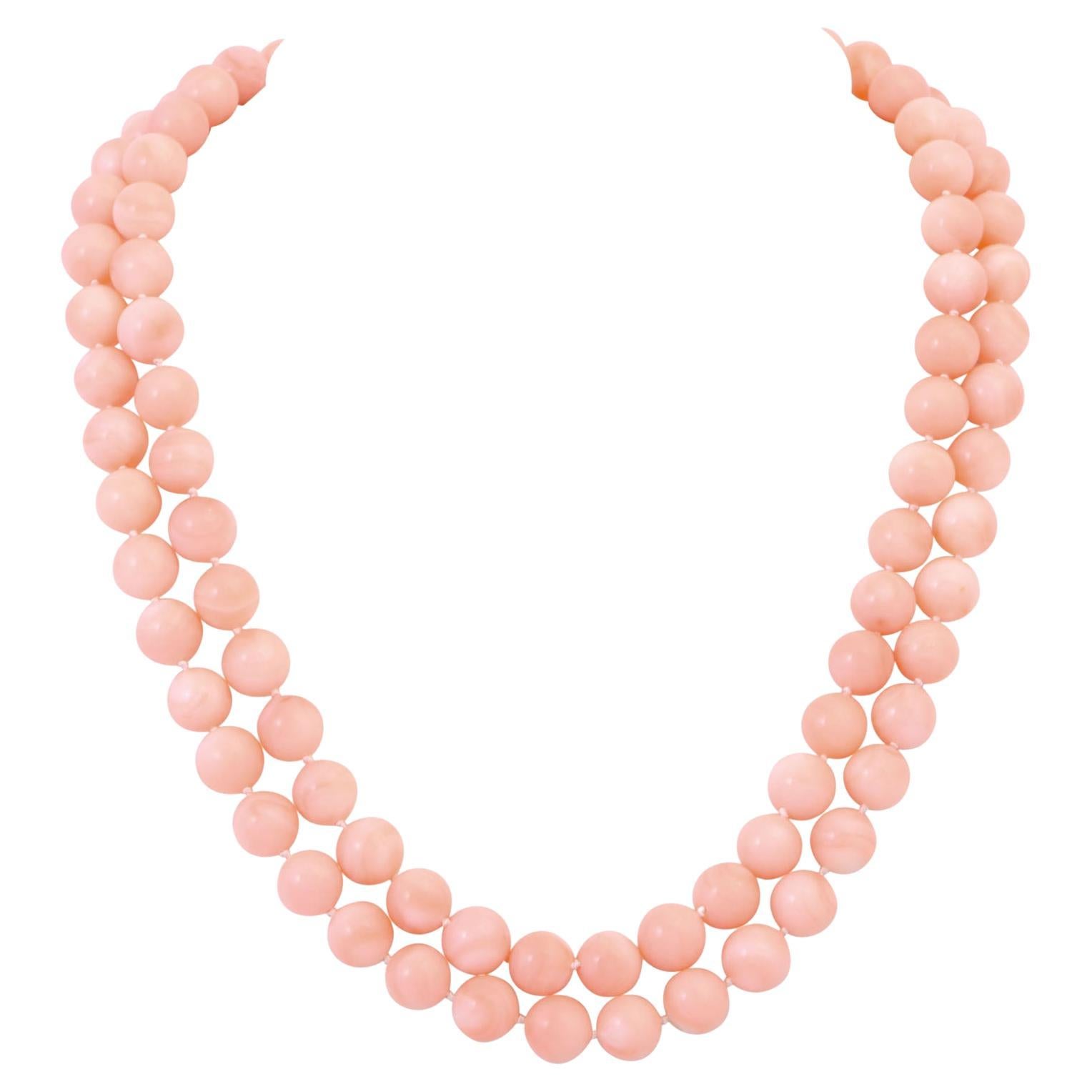 Necklace Made of Angel Skin Coral For Sale at 1stDibs
