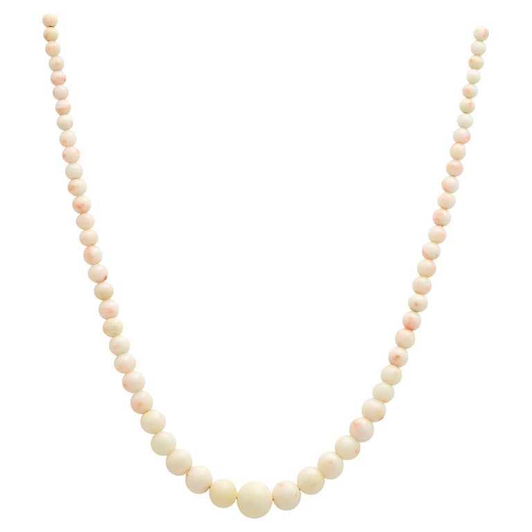 Necklace Made of White to Pink Mottled Coral Beads For Sale at 1stDibs
