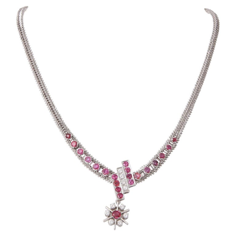 Necklace Set with 10 Brilliant-Cut Diamonds, Total Approx. 1 Ct For ...