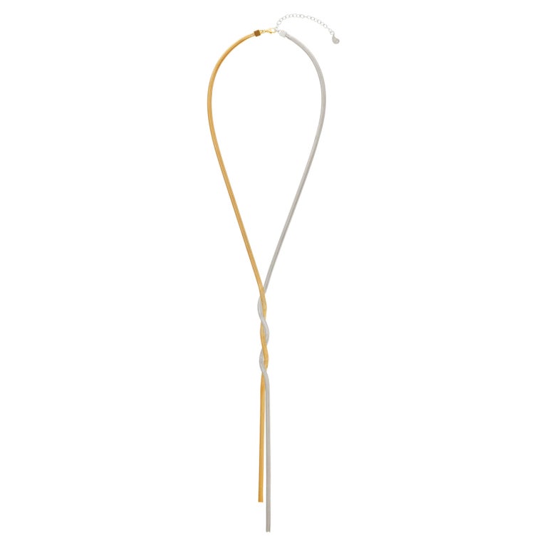 Necklace Silver Lariat Liquid Minimal Snake Chain 18 Karat Gold-Plated ...