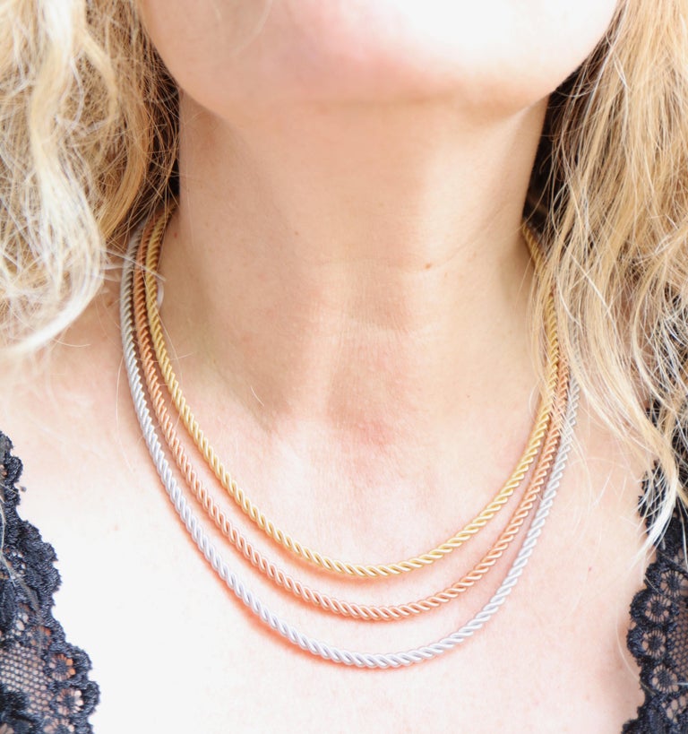 Necklace Three Gold 18 Kt Composed of Three Rows in Fall of Three ...