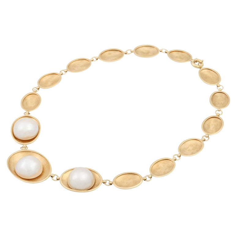 Necklace with 3 Large Mabé Pearls For Sale at 1stDibs