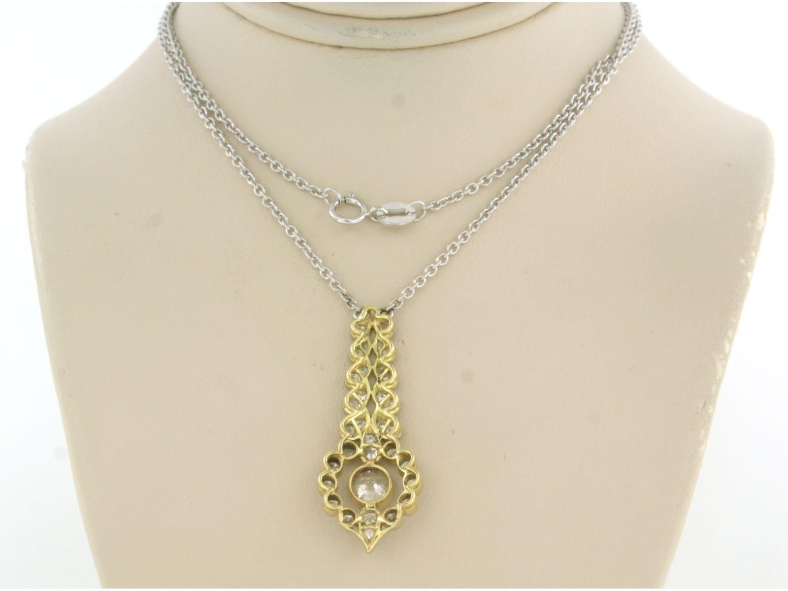 Necklace with diamonds 950 platinum and 18k yellow gold For Sale at 1stDibs
