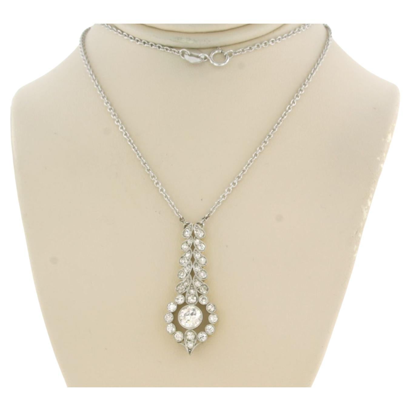 Necklace with diamonds 950 platinum and 18k yellow gold For Sale at 1stDibs