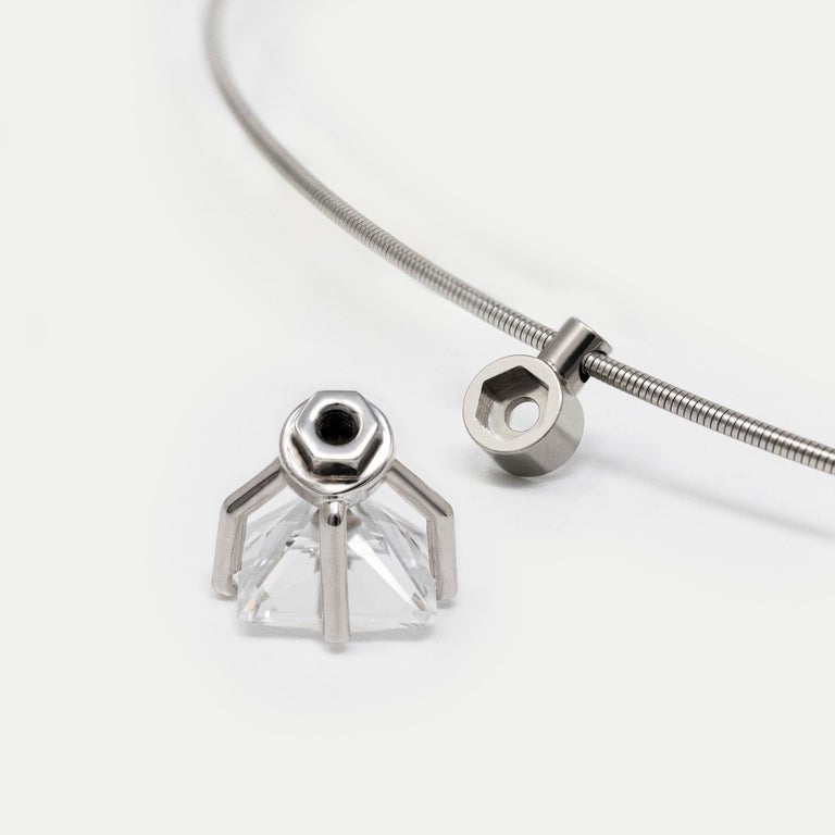 Necklace with Gem, 18k and Surgical Steel For Sale at 1stDibs