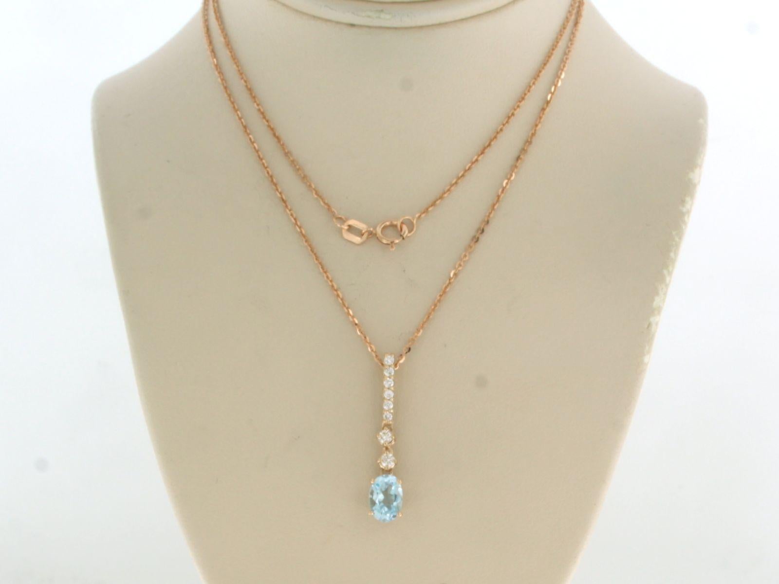 Necklace with pendant topaz and Diamond 14k red gold For Sale at 1stDibs