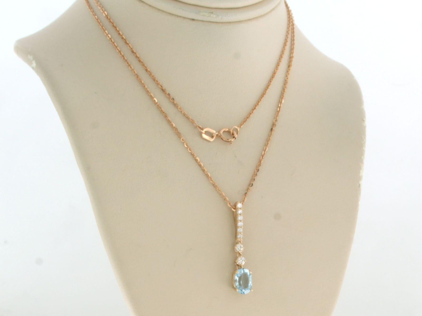 Necklace with pendant topaz and Diamond 14k red gold For Sale at 1stDibs