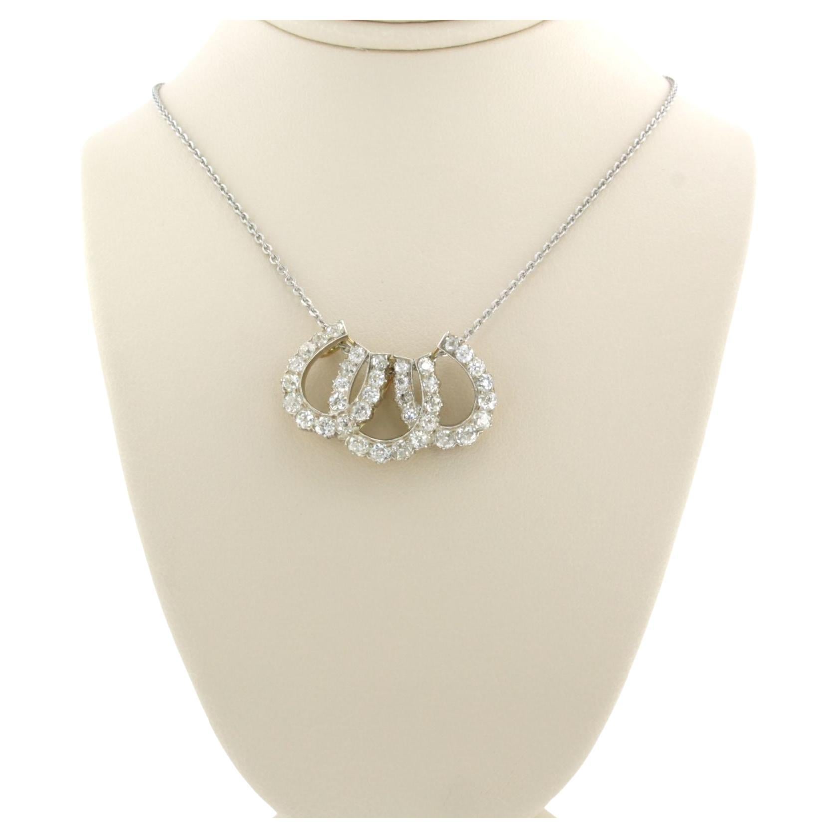 Necklace with Pendant with Diamond 14k gold with silver For Sale at 1stDibs